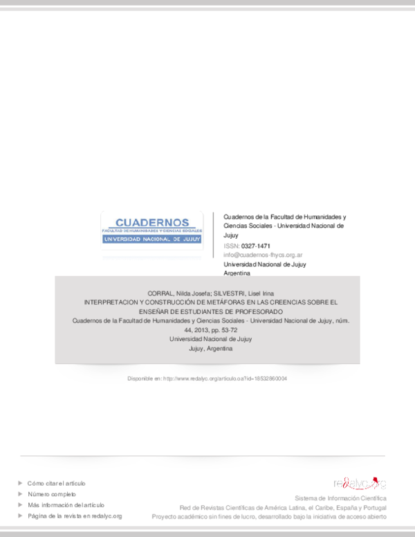 (PDF) Interpretacion y Construcción De Metáforas en Las Creencias Sobre ...