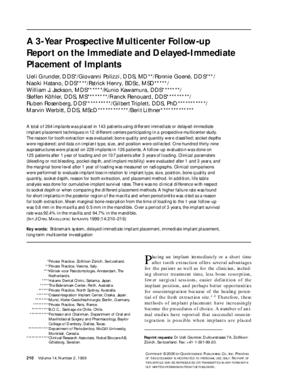(PDF) A 3-year prospective multicenter follow-up report on the immediate and delayed-immediate ...