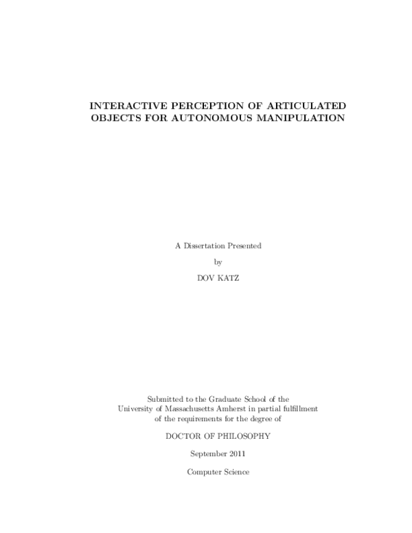 Pdf Interactive Perception Of Articulated Objects For Autonomous Manipulation