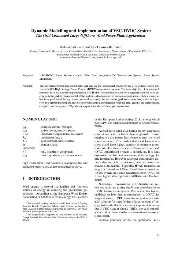 (PDF) Dynamic Modelling and Implementation of VSC-HVDC System - The Grid Connected Large ...