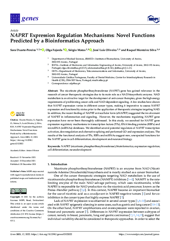 (PDF) NAPRT Expression Regulation Mechanisms: Novel Functions Predicted ...