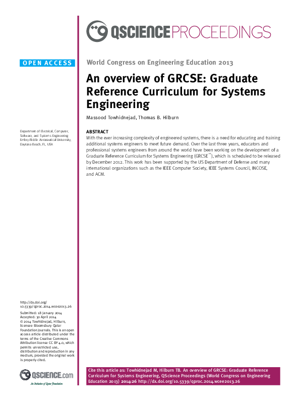 (PDF) An overview of GRCSE: Graduate Reference Curriculum for Systems ...