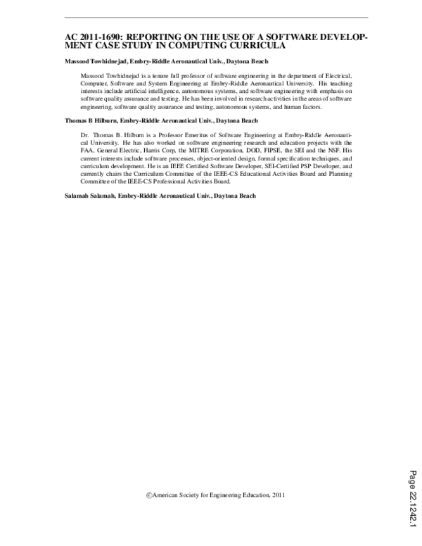 Pdf Reporting On The Use Of A Software Development Case Study In