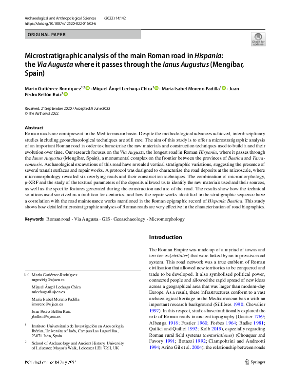 (PDF) Microstratigraphic analysis of the main Roman road in Hispania ...