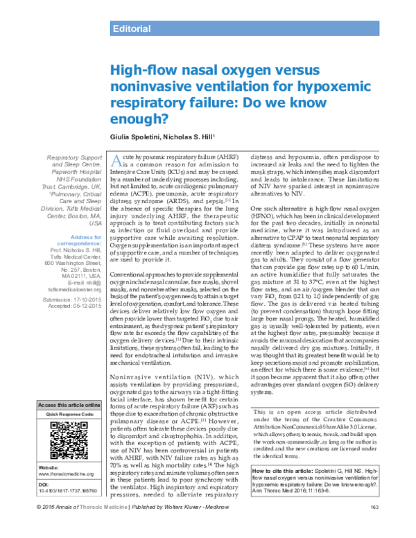 (PDF) High-flow nasal oxygen versus noninvasive ventilation for ...
