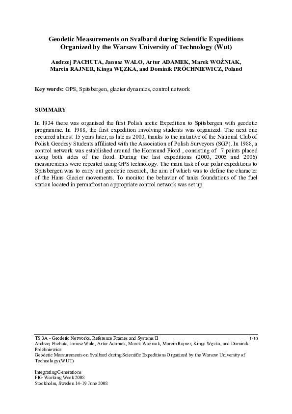 (PDF) TS 3A- Geodetic Networks, Reference Frames and Systems II
