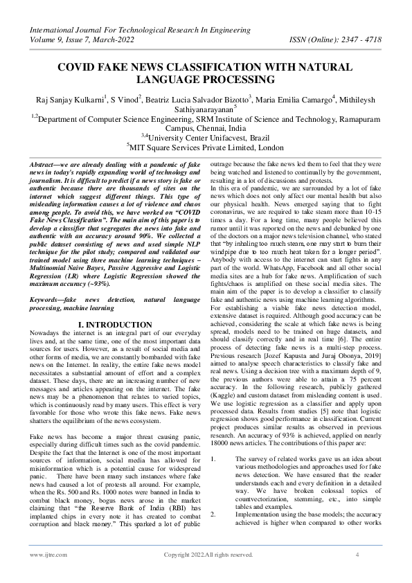 (PDF) Covid Fake News Classification with Natural Language Processing | Beatriz Salvador Bizotto ...