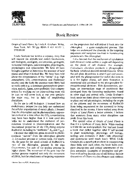 (PDF) Origin of land plants