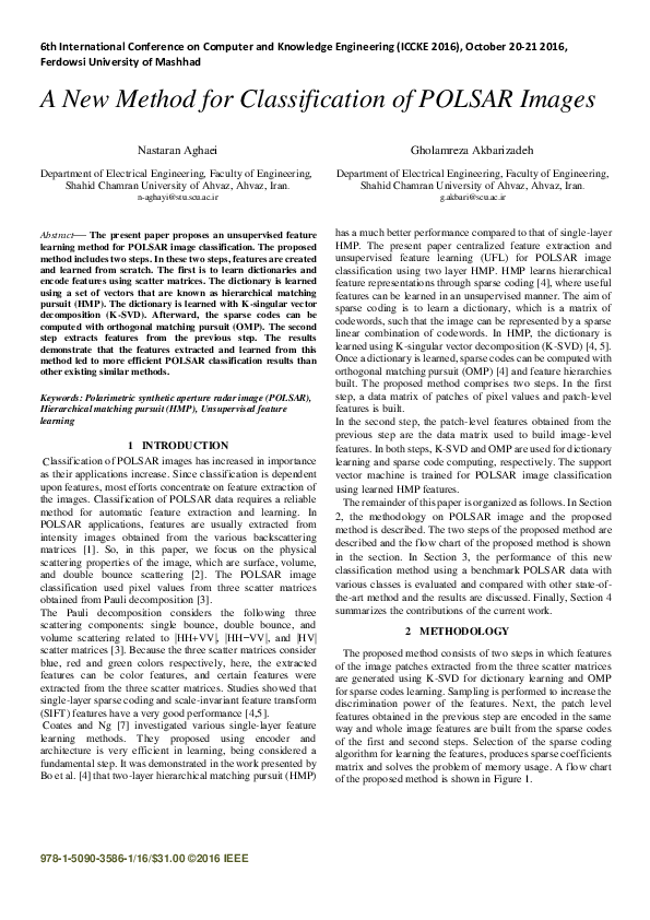 (PDF) A new method for classification of POLSAR images