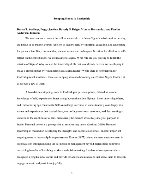 (PDF) Stepping stones to leadership