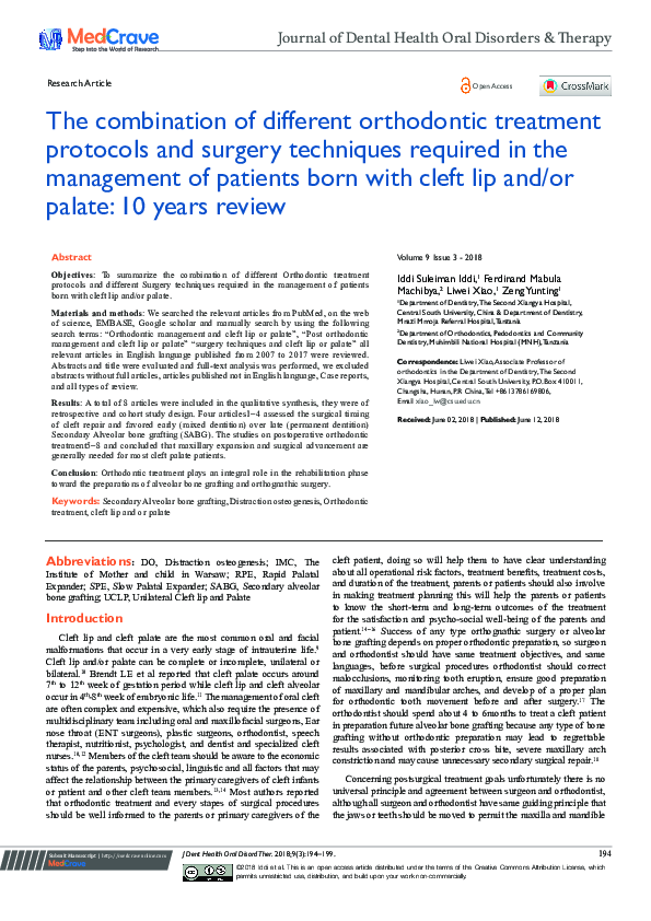 (PDF) The combination of different orthodontic treatment protocols and surgery techniques ...