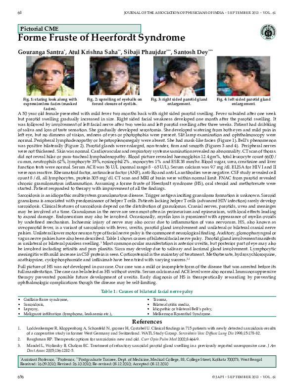 (PDF) Forme fruste of Heerfordt syndrome