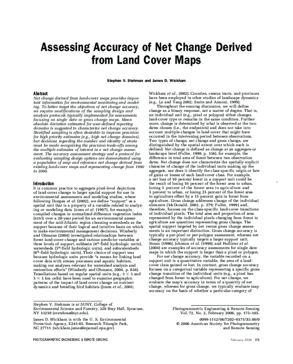 (PDF) Assessing Accuracy of Net Change Derived from Land Cover Maps