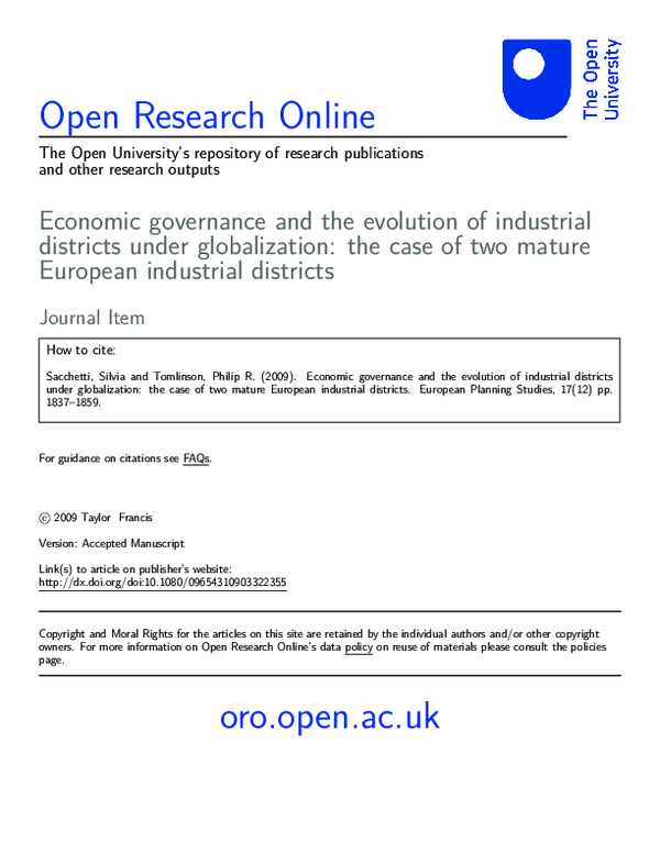 (PDF) Economic Governance and the Evolution of Industrial Districts ...