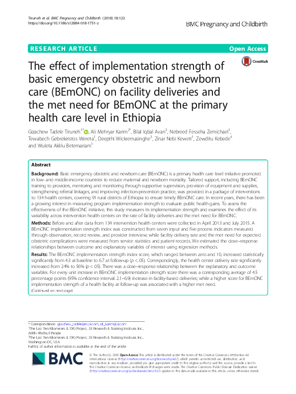 (PDF) The effect of implementation strength of basic emergency ...