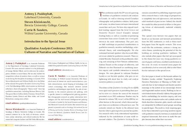 (PDF) Introduction to the Special Issue. Qualitative Analysis Conference 2012: Cultures of ...