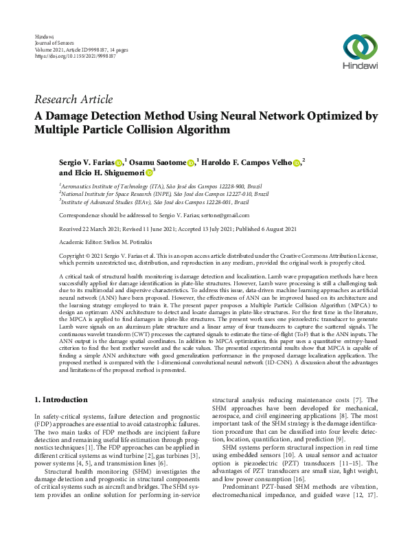 (PDF) A Damage Detection Method Using Neural Network Optimized by Multiple Particle Collision ...