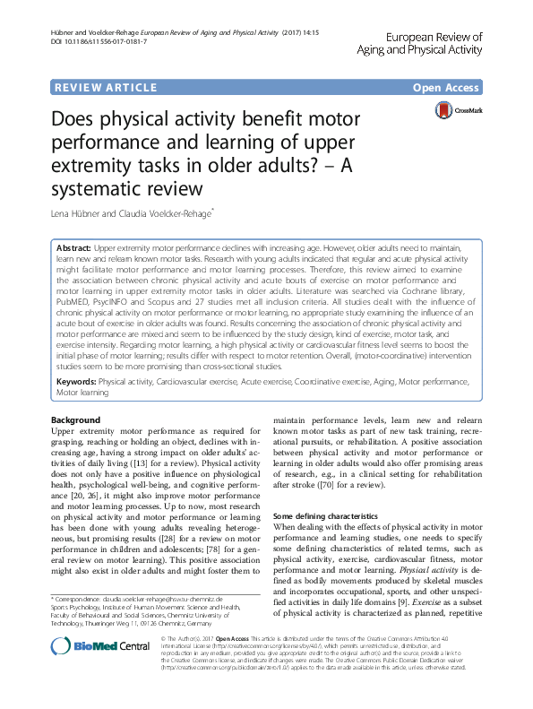 (PDF) Does physical activity benefit motor performance and learning of ...