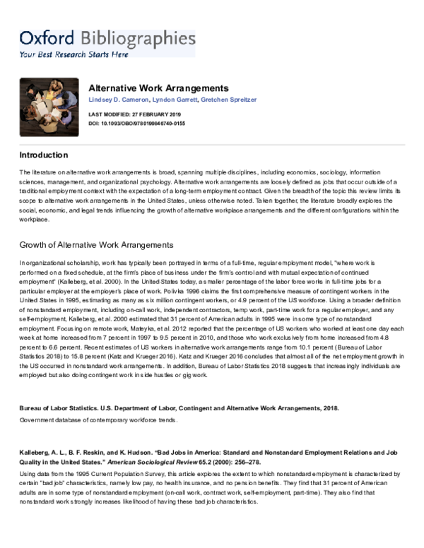 (PDF) Alternative Work Arrangements