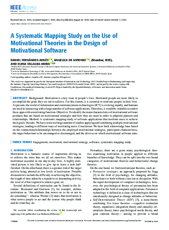 (PDF) A Systematic Mapping Study on the Use of Motivational Theories in the Design of ...
