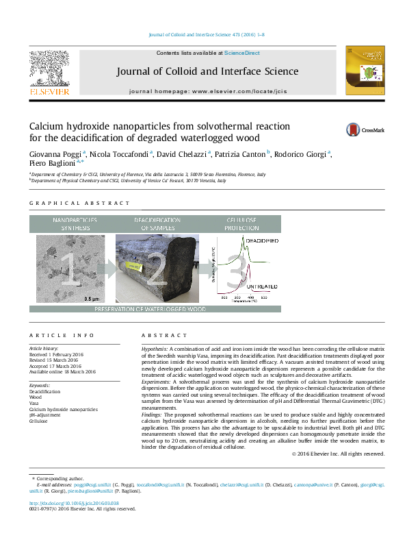 (PDF) Calcium hydroxide nanoparticles from solvothermal reaction for the deacidification of ...