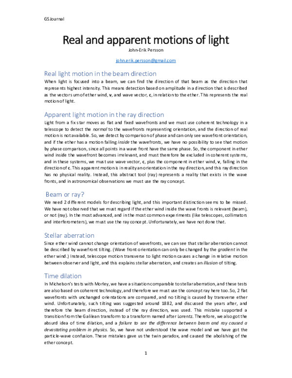 (PDF) Real and apparent motions of light