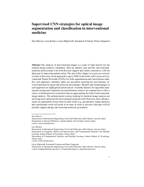 Pdf Supervised Cnn Strategies For Optical Image Segmentation And Classification In