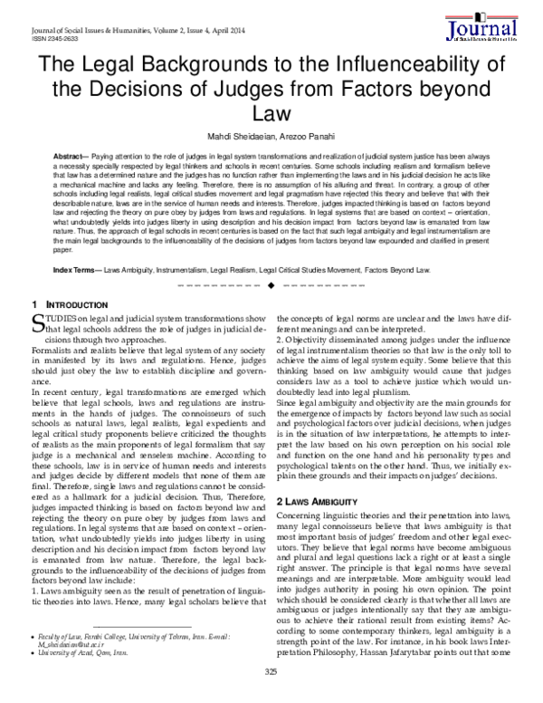(PDF) The Legal Backgrounds to the Influenceability of the Decisions of ...