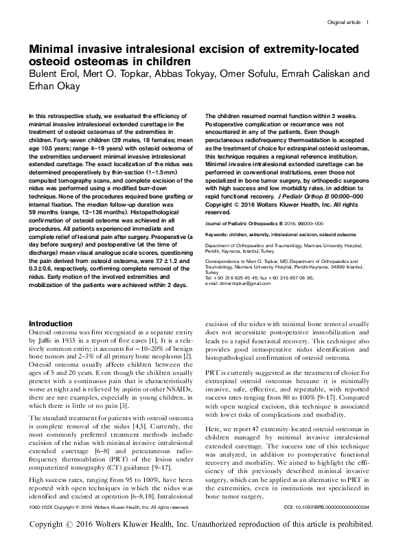 (PDF) Minimal invasive intralesional excision of extremity-located ...