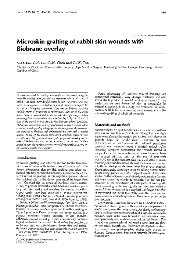 (PDF) Microskin grafting of rabbit skin wounds with Biobrane overlay