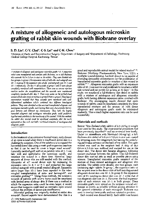 (PDF) A mixture of allogeneic and autologous microskin grafting of ...