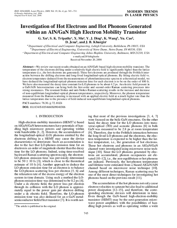 (PDF) Investigation of hot electrons and hot phonons generated within ...