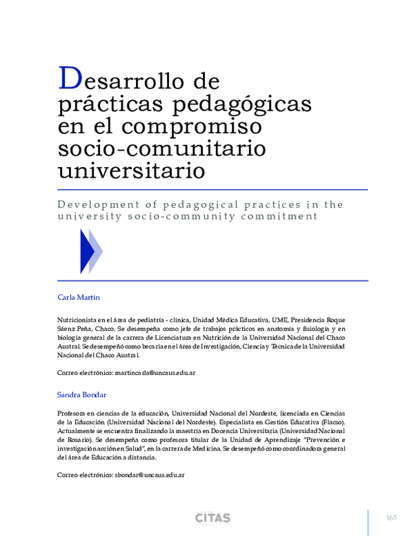 (PDF) Desarrollo de prácticas pedagógicas en el compromiso socio ...
