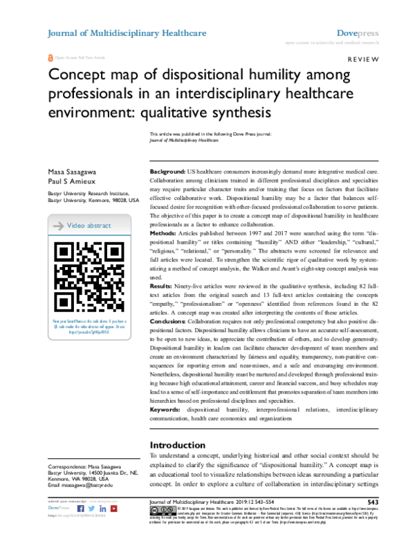 (PDF) Concept map of dispositional humility among professionals in an ...