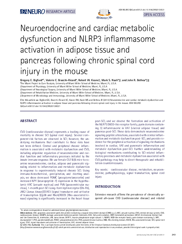 (PDF) Neuroendocrine and Cardiac Metabolic Dysfunction and NLRP3 ...
