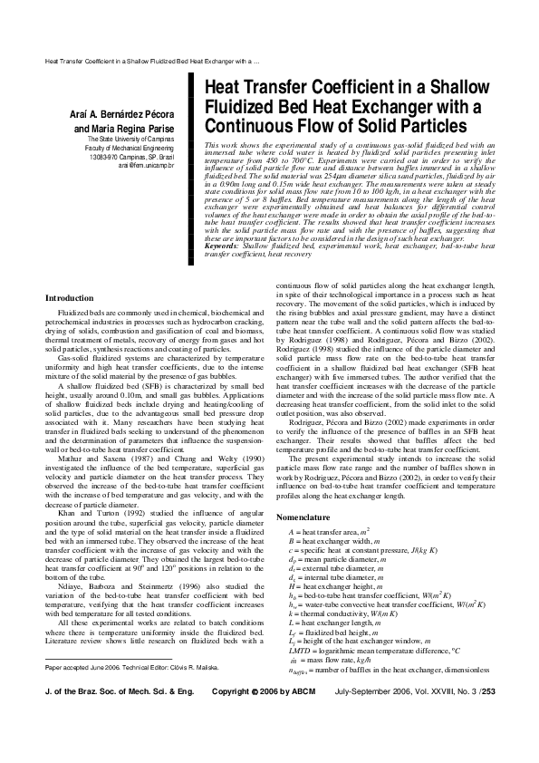 (PDF) Heat transfer coefficient in a shallow fluidized bed heat ...