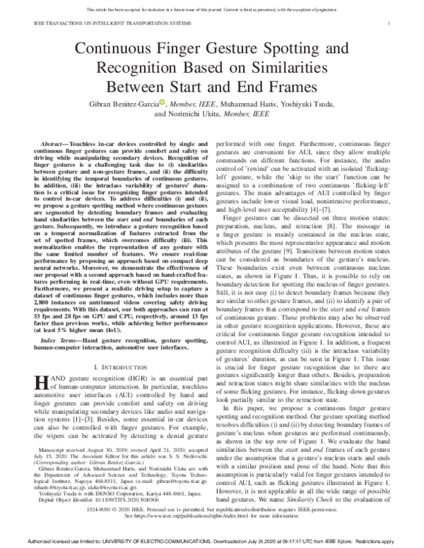 (PDF) Continuous Finger Gesture Spotting and Recognition Based on ...
