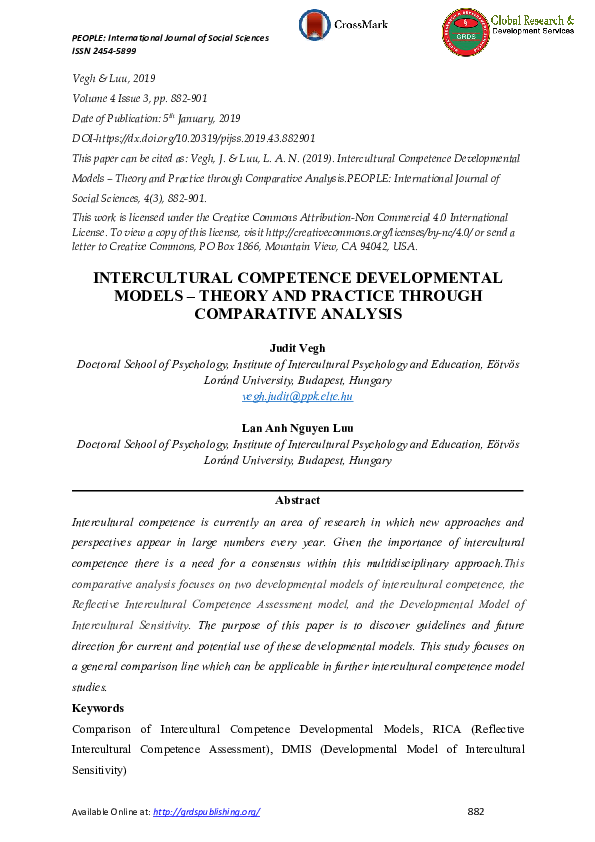 (PDF) Intercultural Competence Developmental Models – Theory and Practice Through Comparative ...