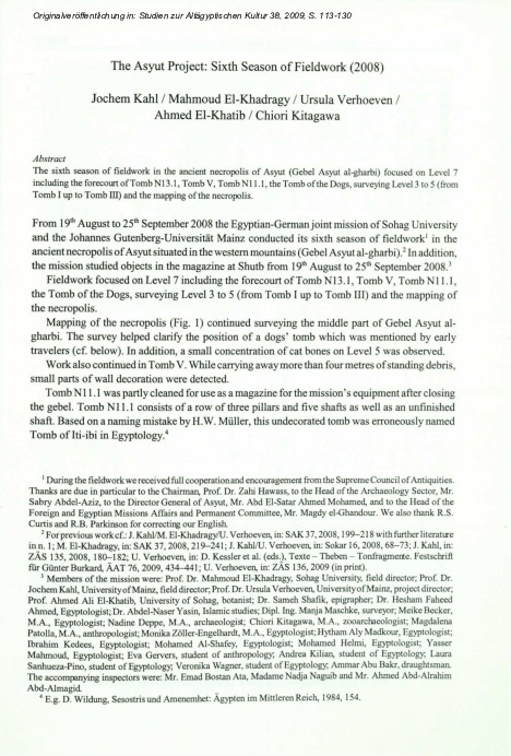 (PDF) The Asyut project: sixth season of fieldwork (2008)