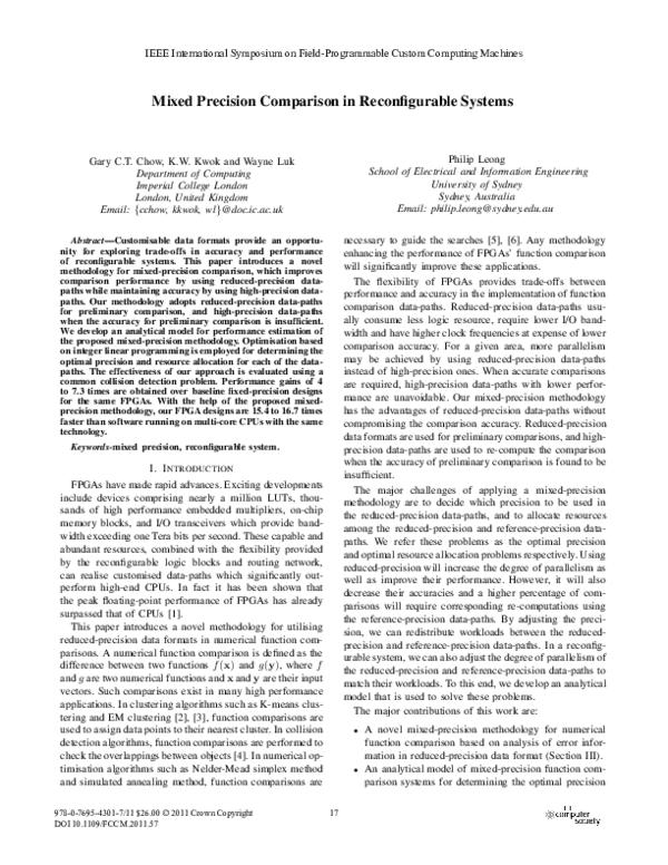 (PDF) Mixed Precision Processing in Reconfigurable Systems