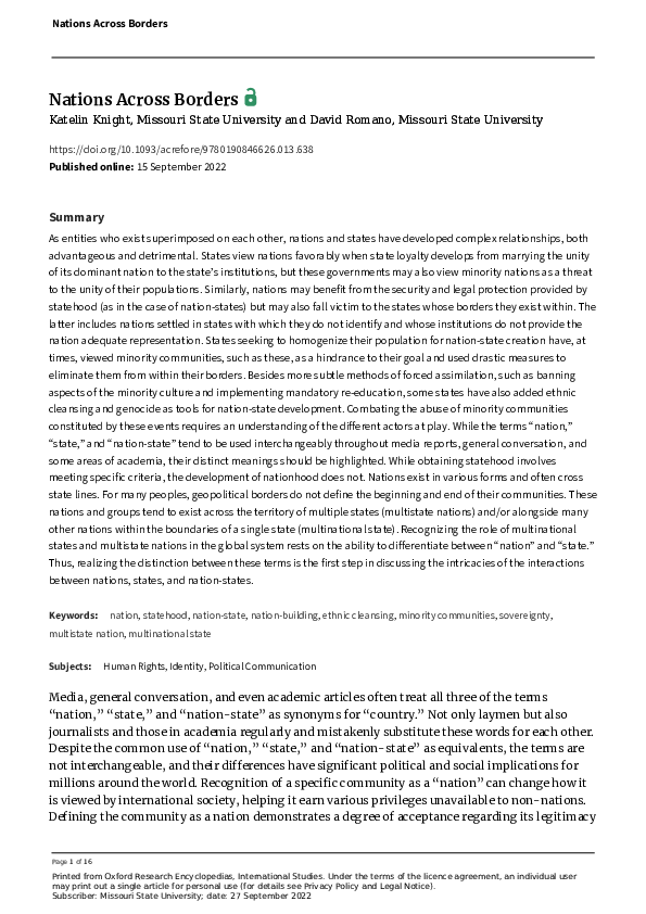 (PDF) Nations Across Borders