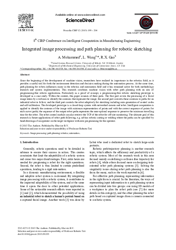 (PDF) Integrated Image Processing and Path Planning for Robotic Sketching