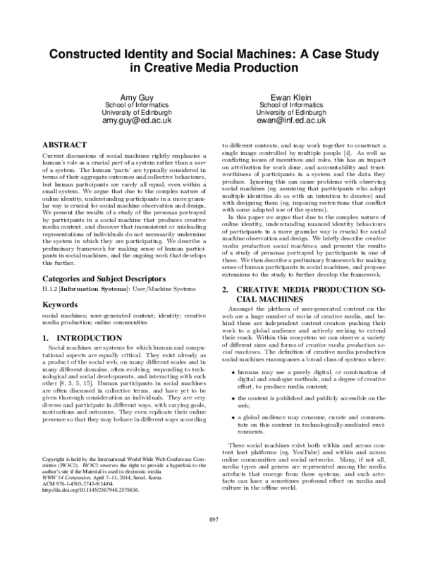 (PDF) Constructed identity and social machines