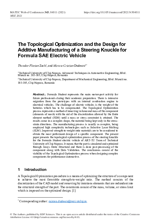 (PDF) The Topological Optimization and the Design for Additive ...