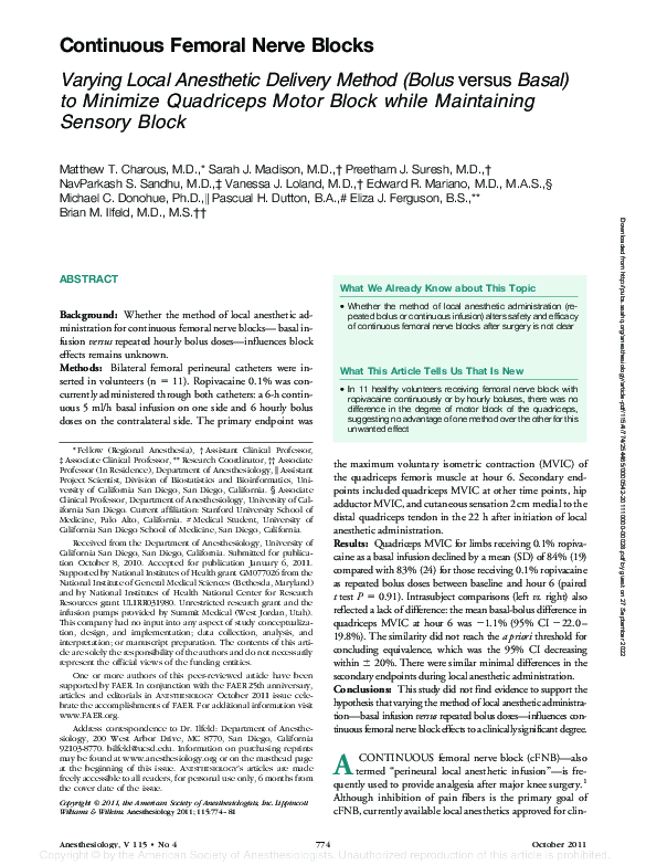 (PDF) Continuous Femoral Nerve Blocks