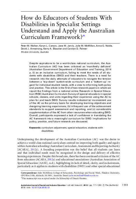 (PDF) How do Educators of Students With Disabilities in Specialist ...