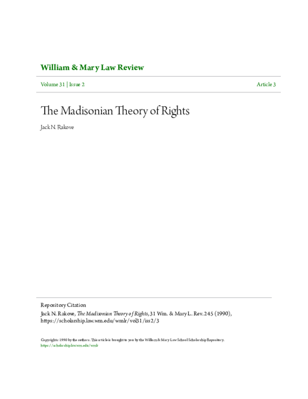 (PDF) The Madisonian Theory of Rights