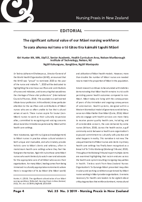 (PDF) The significant cultural value of our Māori nursing workforce