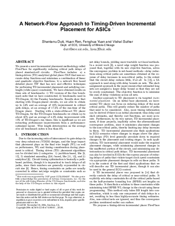 (PDF) A network-flow approach to timing-driven incremental placement for ASICs