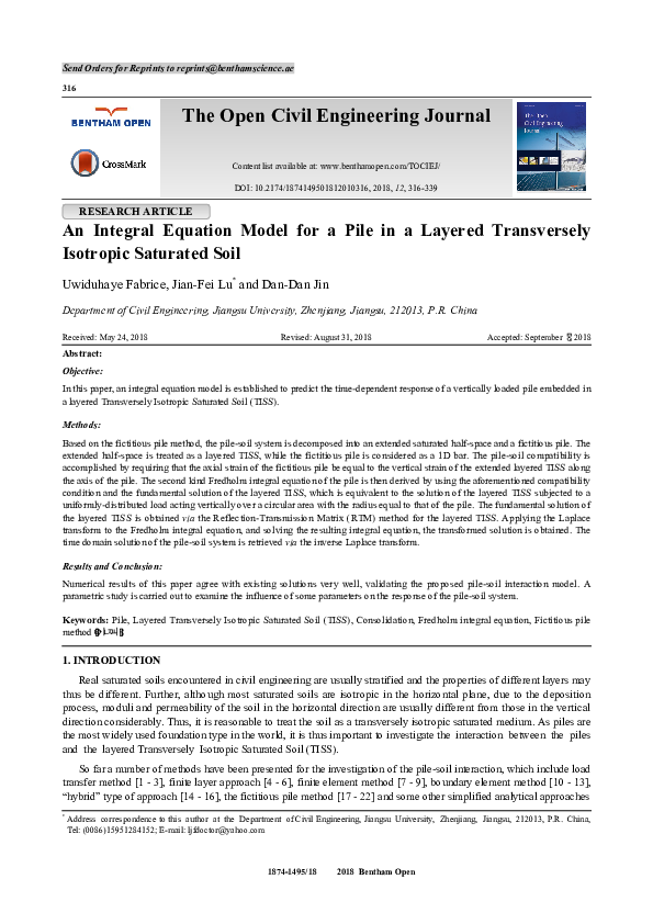 (PDF) An Integral Equation Model for a Pile in a Layered Transversely ...